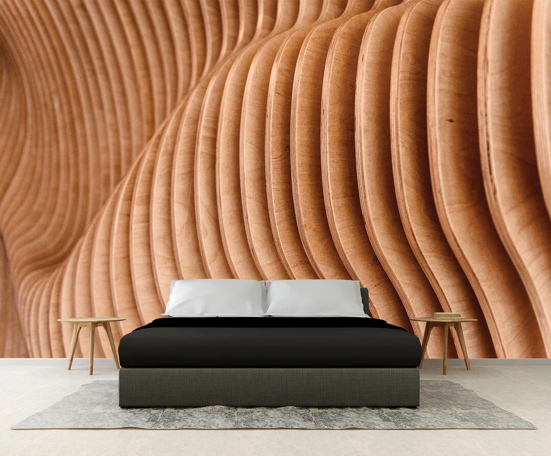 3D Wooden Wave Wall Mural, Peel and Stick - Etsy