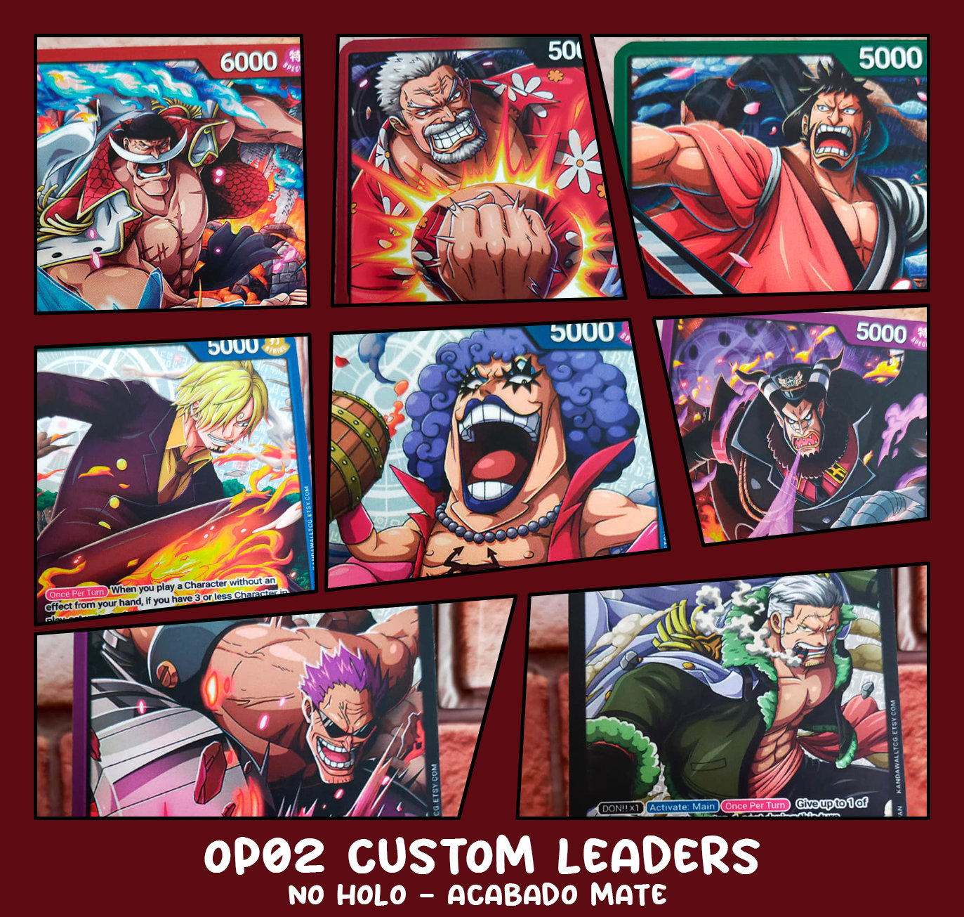 OP02 Custom Leader Cards / One Piece Card Game / TCG / DIY No Holo ...