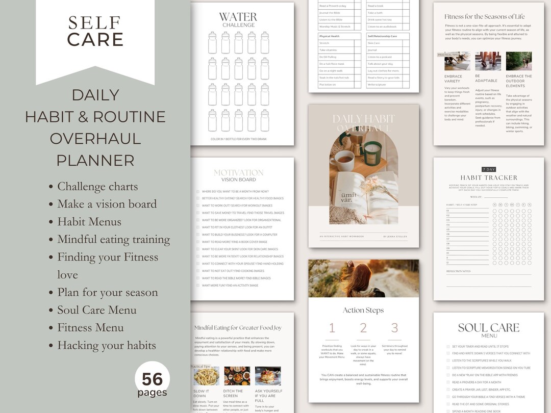 Self-care Habit Tracker Bundle Templates, Self-care Workbook Tracker ...