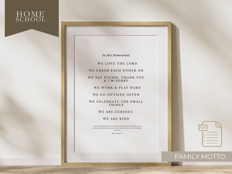 Boho Homeschool Motto Poster - Inspirational Mission Statement for ...