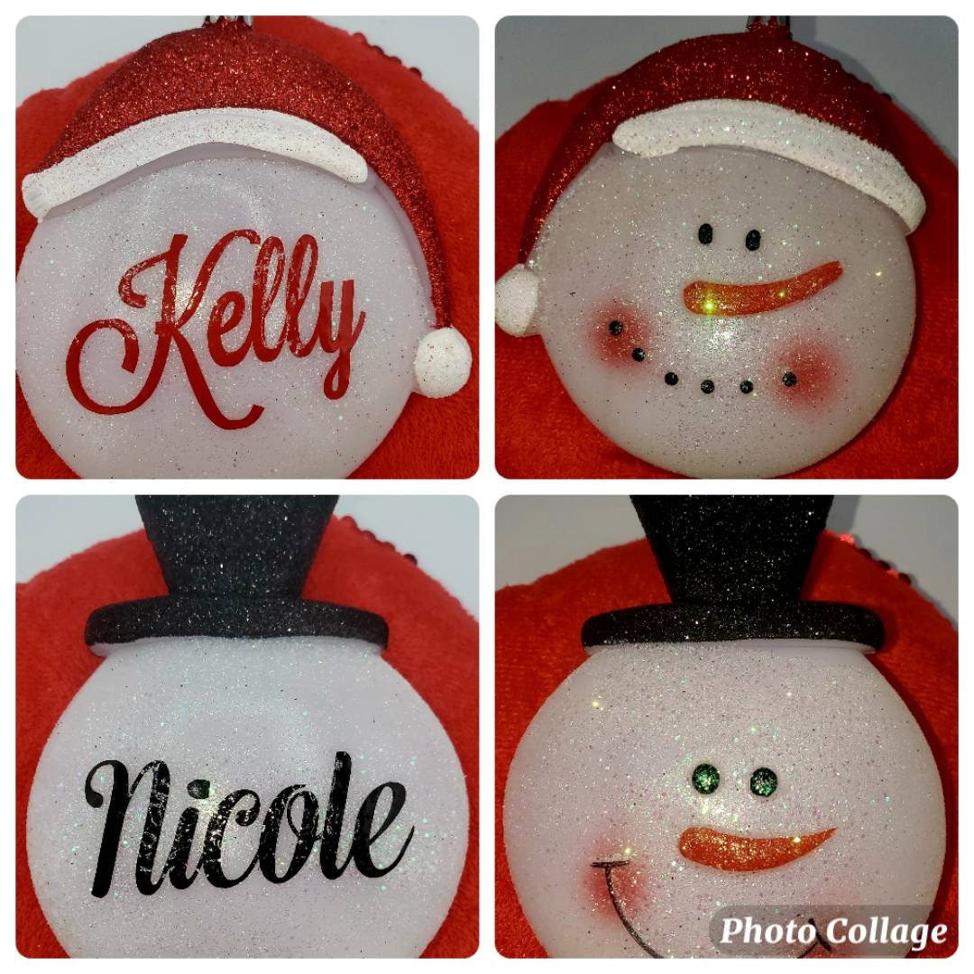 Snowman Disc Ornament, Santa Snowman Disc Ornament, Personalized ...