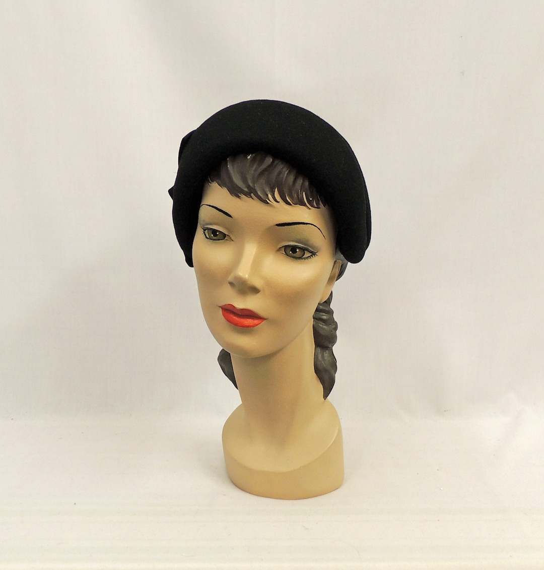 Black Vintage Style 1940’s 1950’s Inspired Half Crown Hat With Feather ...