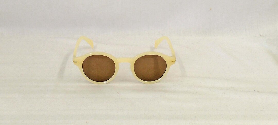 Zelda Yellowish Beige Round Sunglasses 1930s 1940s Style UV400 - Etsy