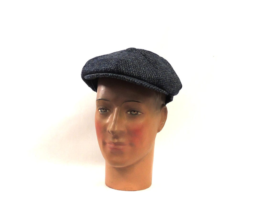 New 8 Panel Blue Mix 100% Wool Tweed Baker Boy News Boy Cap Hat Vintage ...