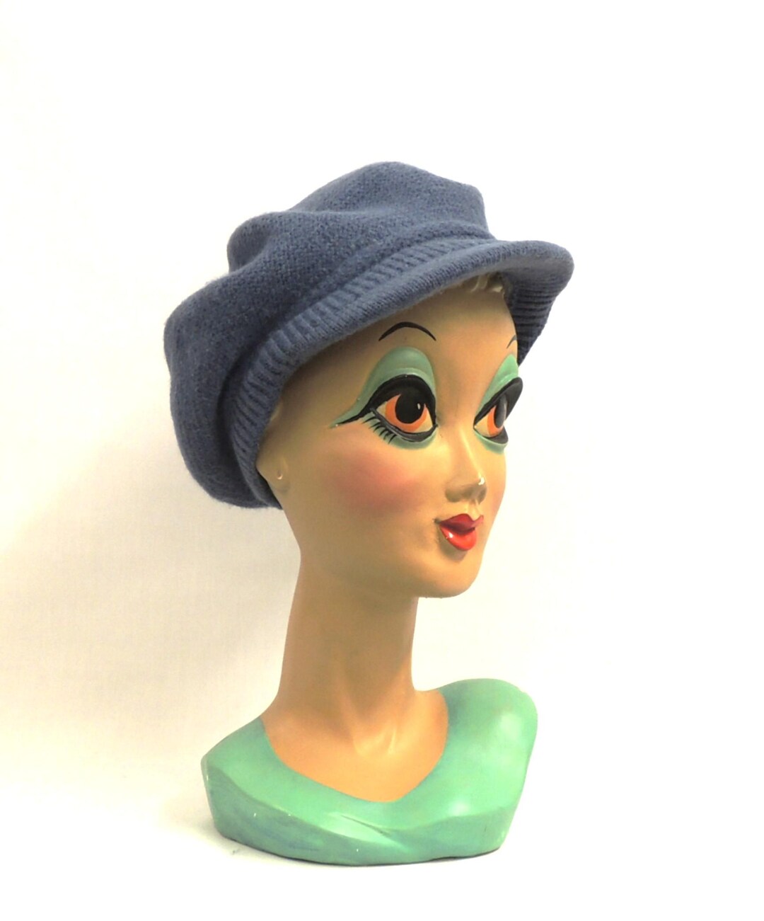 Blue Vintage Style 1960s 1970s Boho Fine Knit Cashmere Blend Spitfire ...