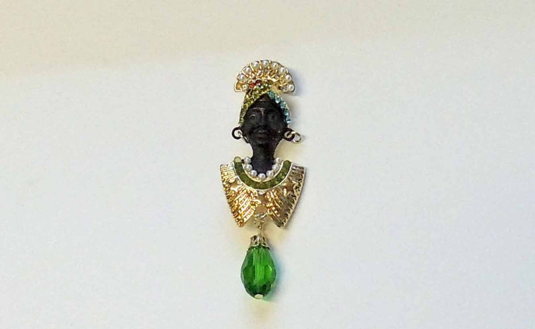 Art Deco Vintage Style African Queen of Sheba Tribal Rhinestone Brooch ...
