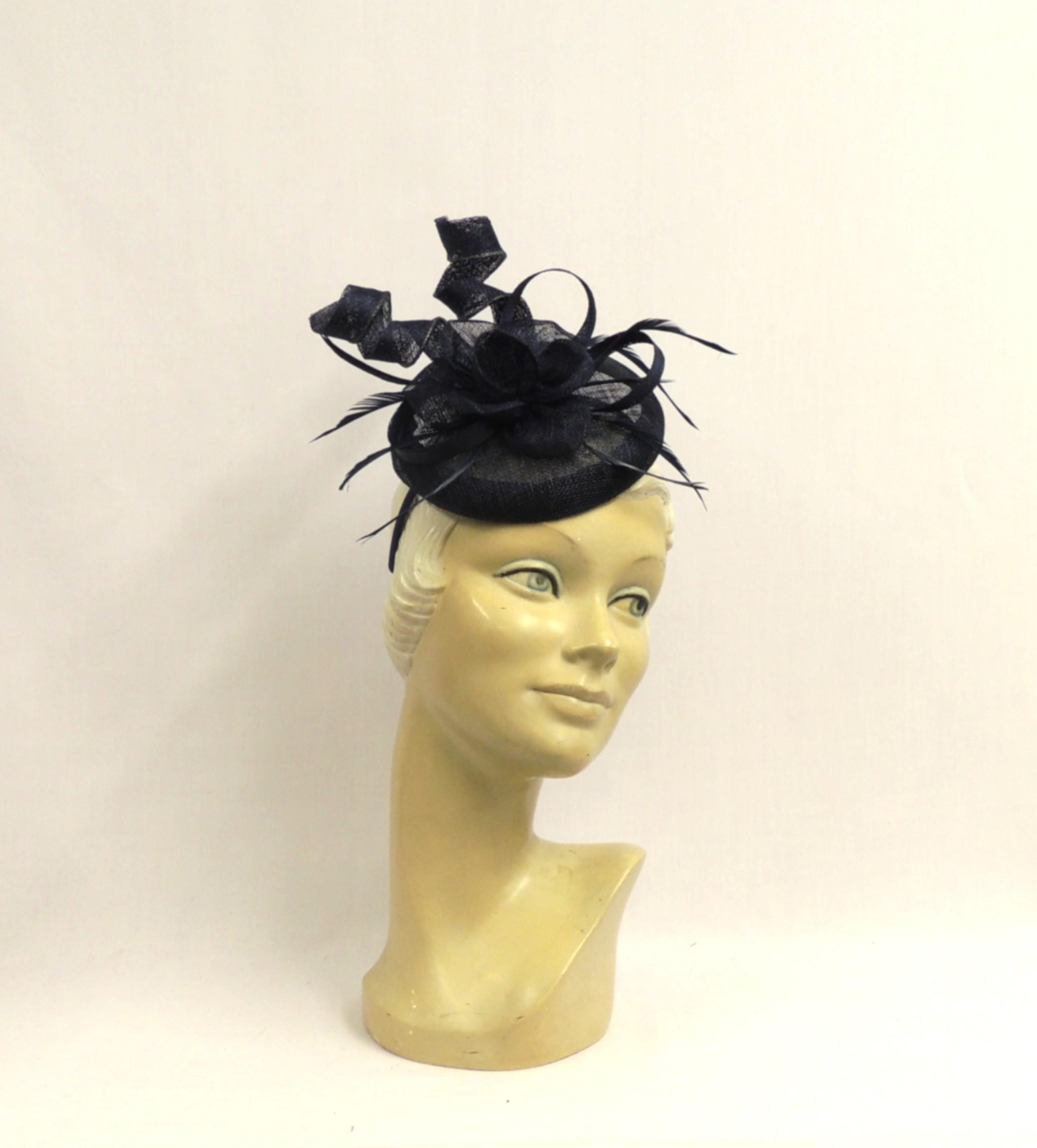 Navy Blue Sinamay Fascinator Hat Ascot Derby Races Wedding - Etsy