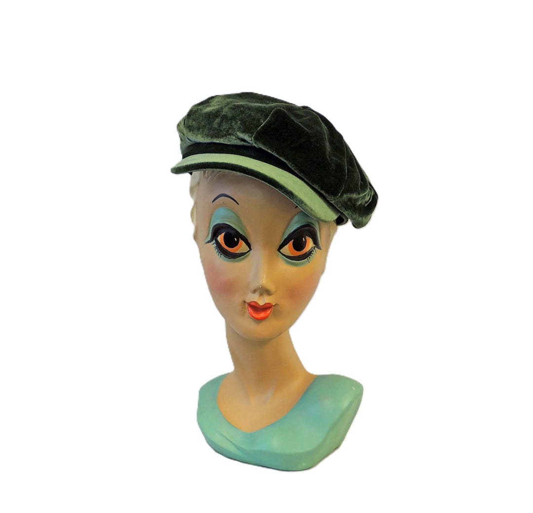 Green Velvet Vintage Style 1960s 1970s Hippy Boho Baker Boy Cap - Etsy