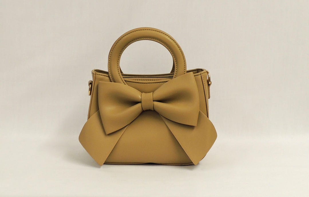 Kate Beige/tan Retro Vintage Style 1940s 1950s Top Handel Bow Hand Bag ...