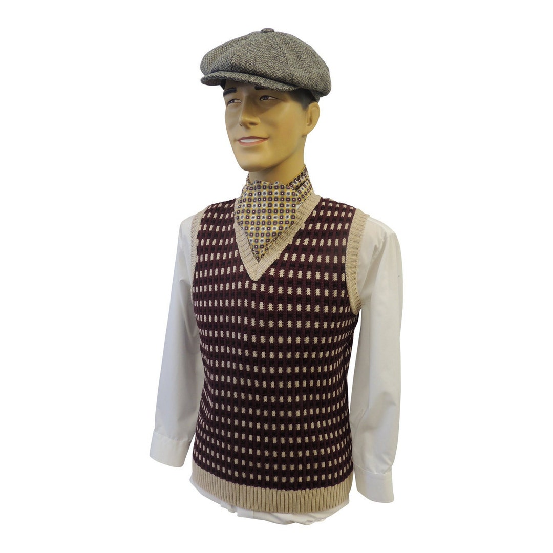 Mens Vintage Style 1930's 40's WW2 Wartime Knit Sleeve Less Slip Over ...