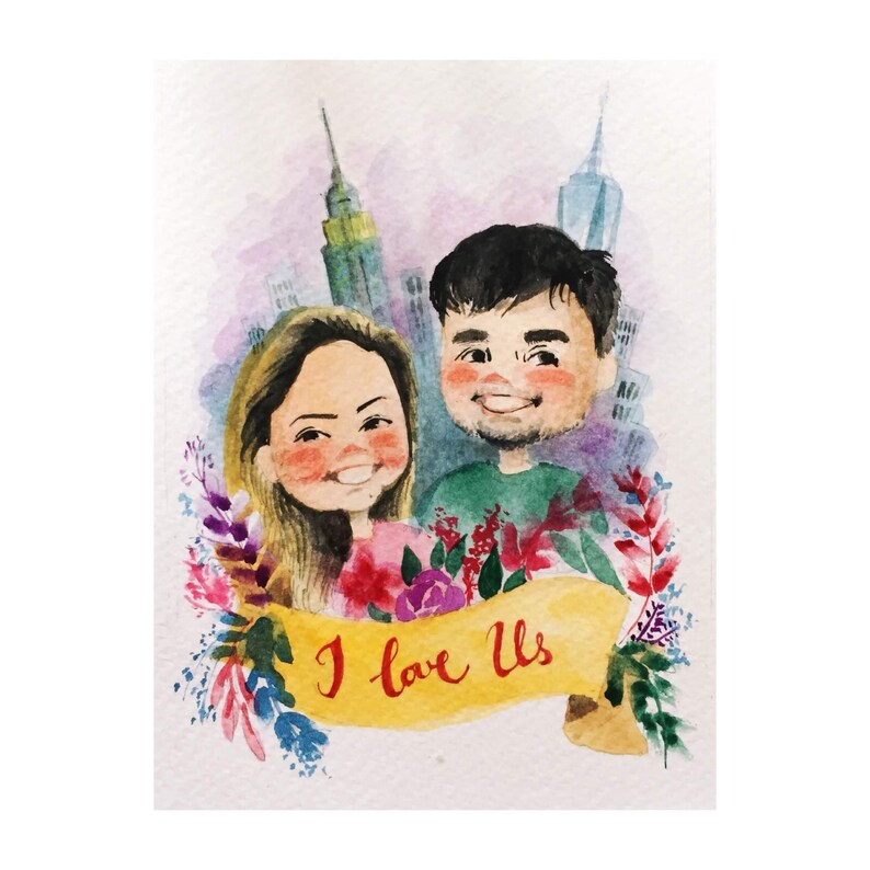 Hand Painted Customized Couple Watercolor Painting With Frame; Couple ...