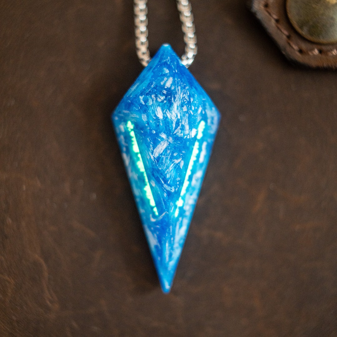 Spectre Symphony, Blue Forged Glass Fiber Pendant, Glowing Inlays and ...