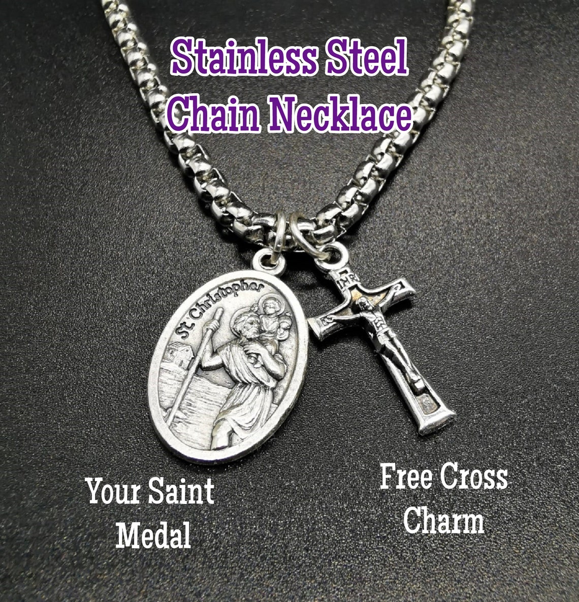 Catholic Medals Lot, 10 CATHOLIC CHARMS, Patron Saint Medals Lot, Saint ...