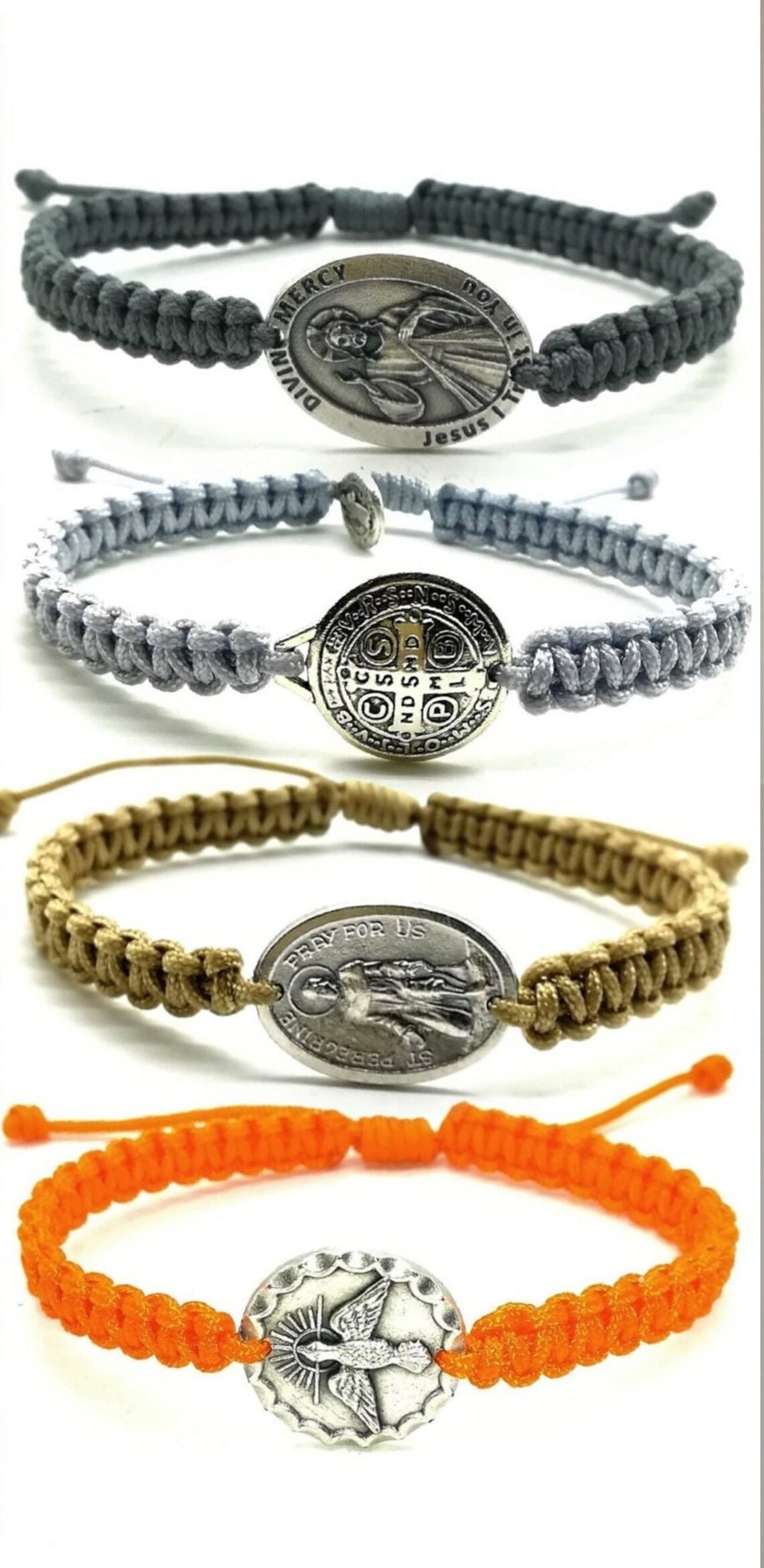 Catholic Saint Medal String Cord Macrame Charm Bracelet Bulk - Etsy