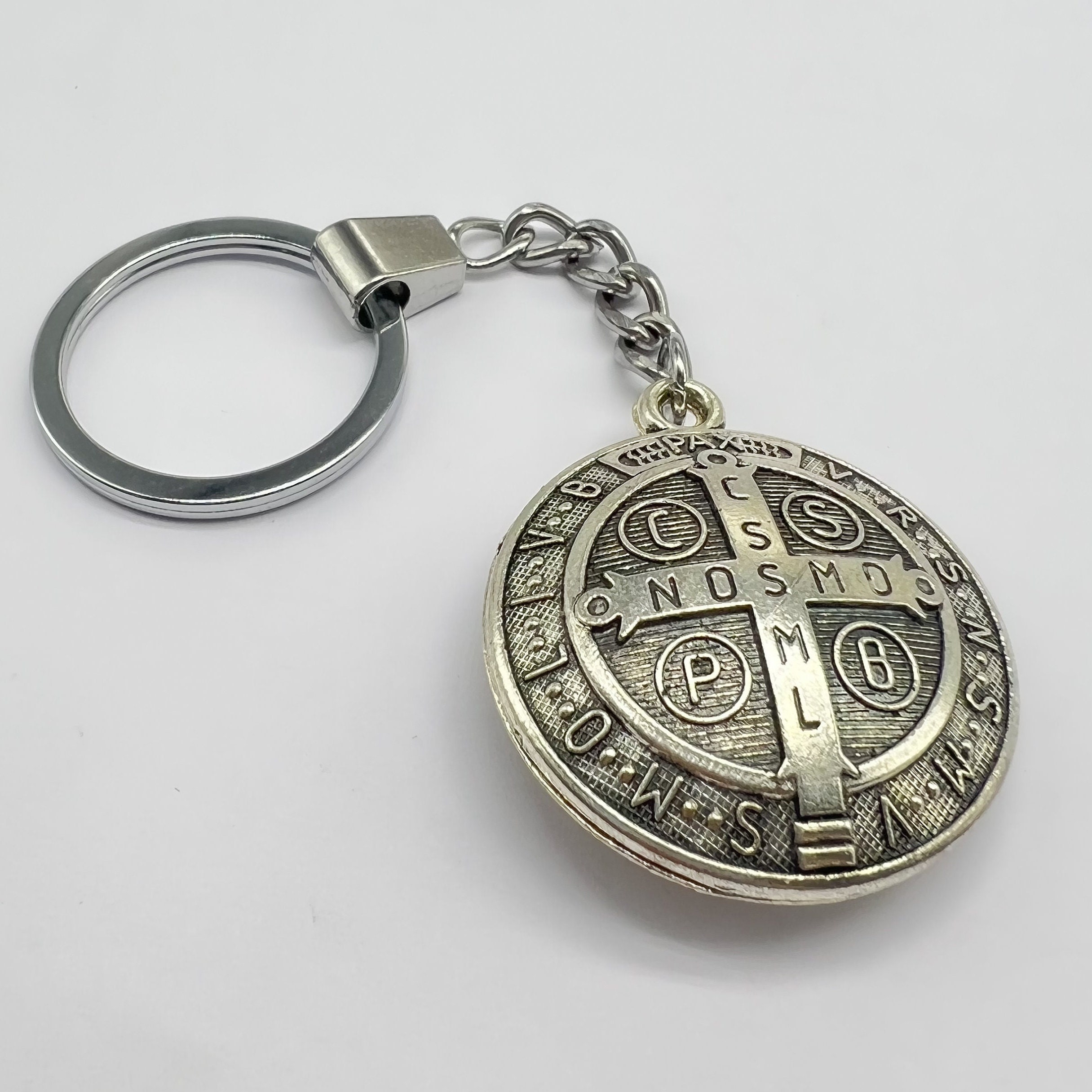 Saint Benedict Keychain, St Benedict Medal Charm Pendant for Keys ...