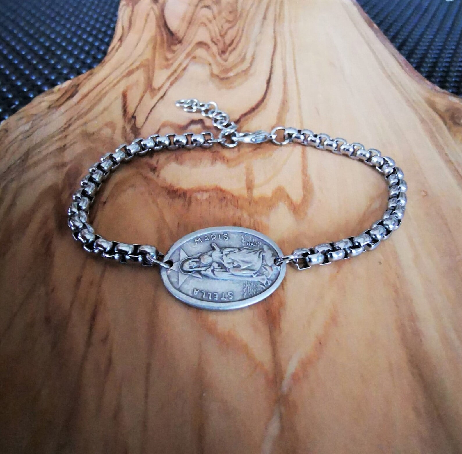 Catholic Charm Chain Bracelet Men Womens Patron Saint Medal | Etsy