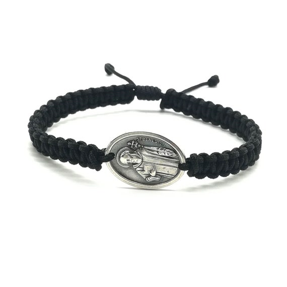 Saint Benedict Medal Sterling Silver Catholic Bracelet With St Benedict ...