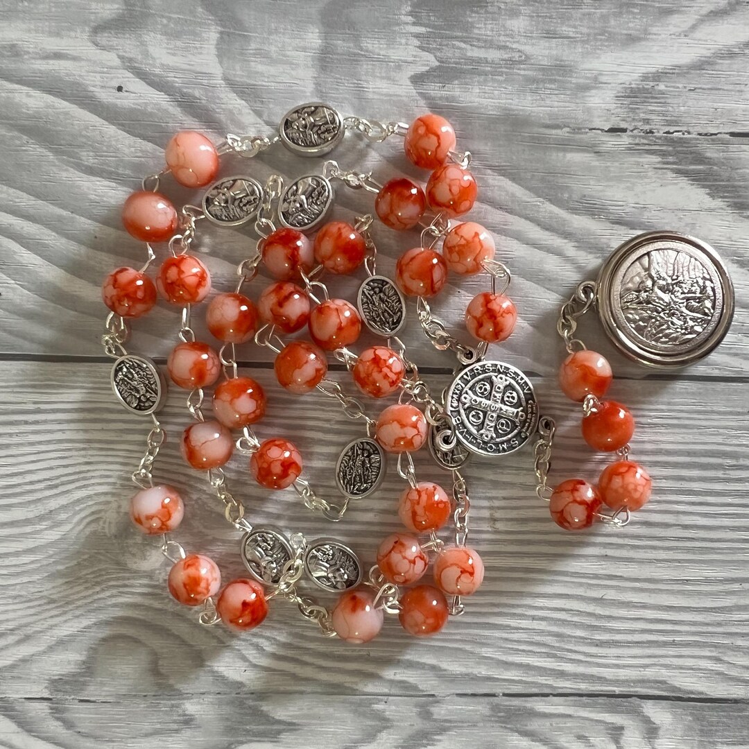 St Michael Chaplet Rosary Chain Red Prayer Beads - Etsy