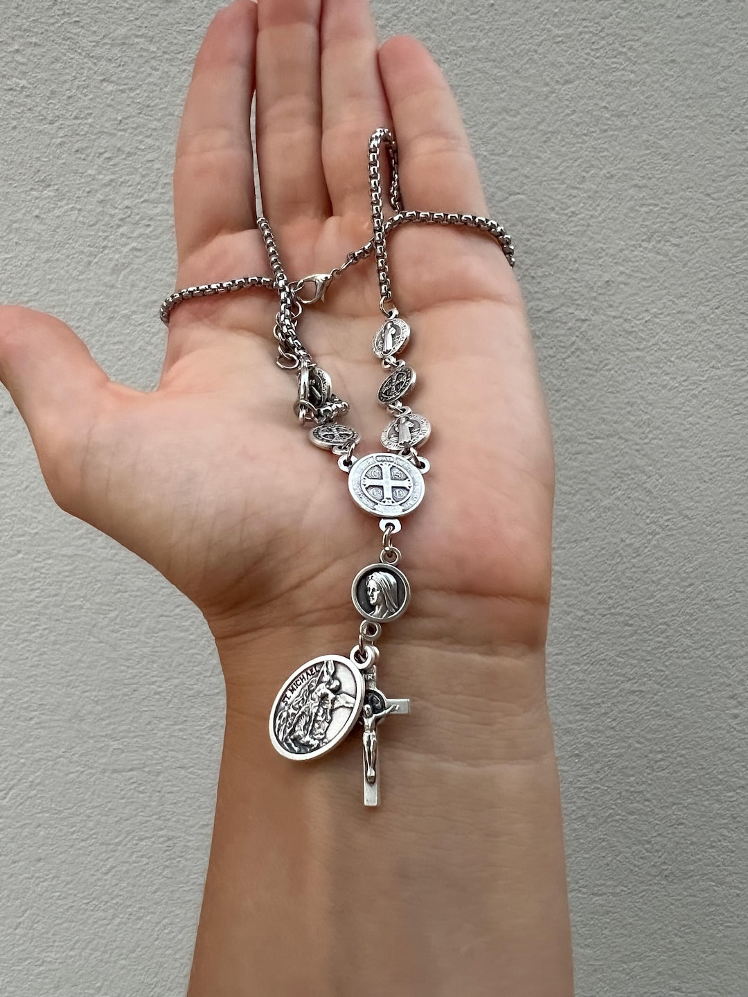 Catholic Necklace St Benedict Medals Guardian Angel St Michael Virgin ...