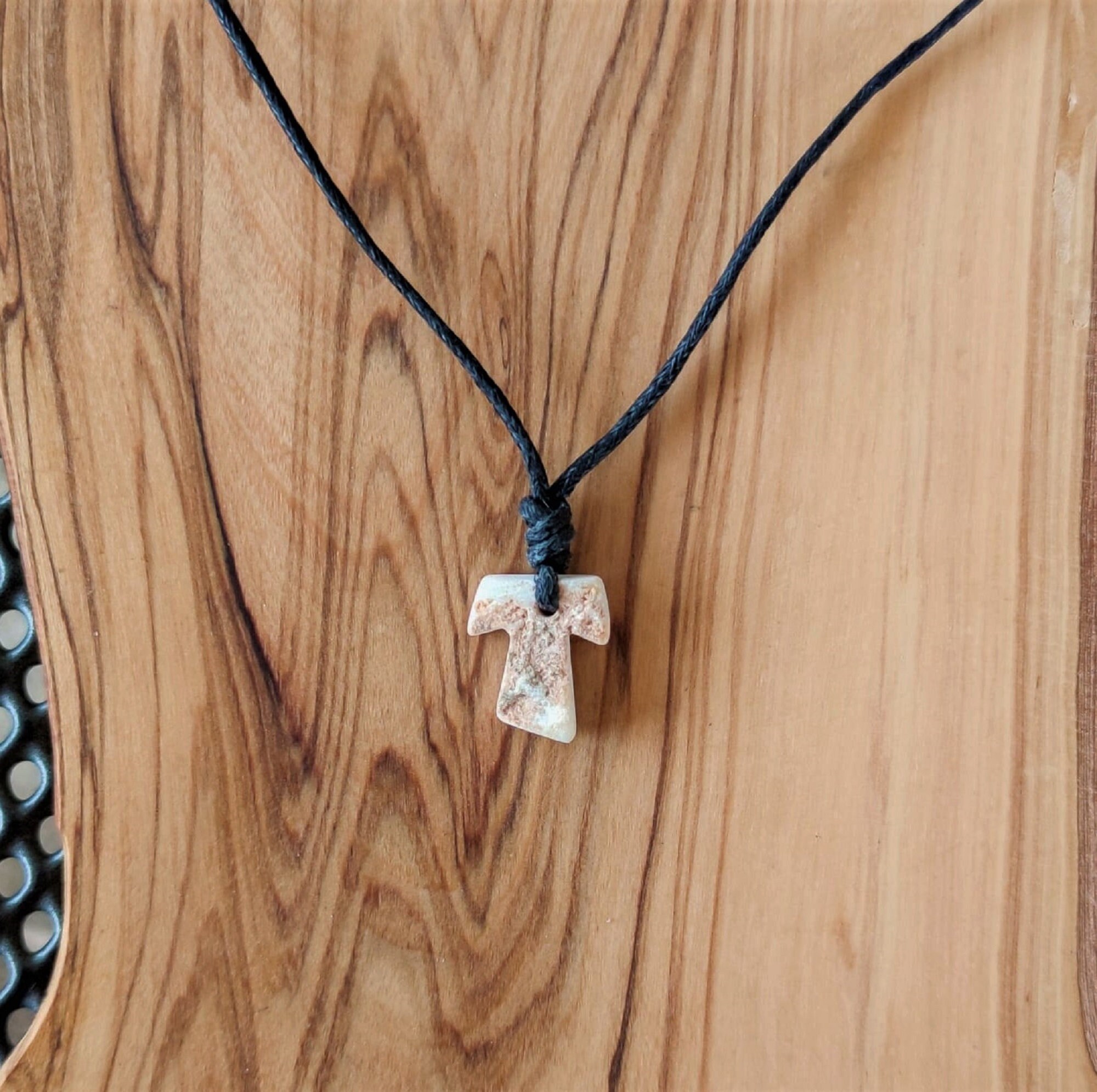 Stone Tau Cross Necklace Catholic Gift Men Women Kids St Anthony Cross ...