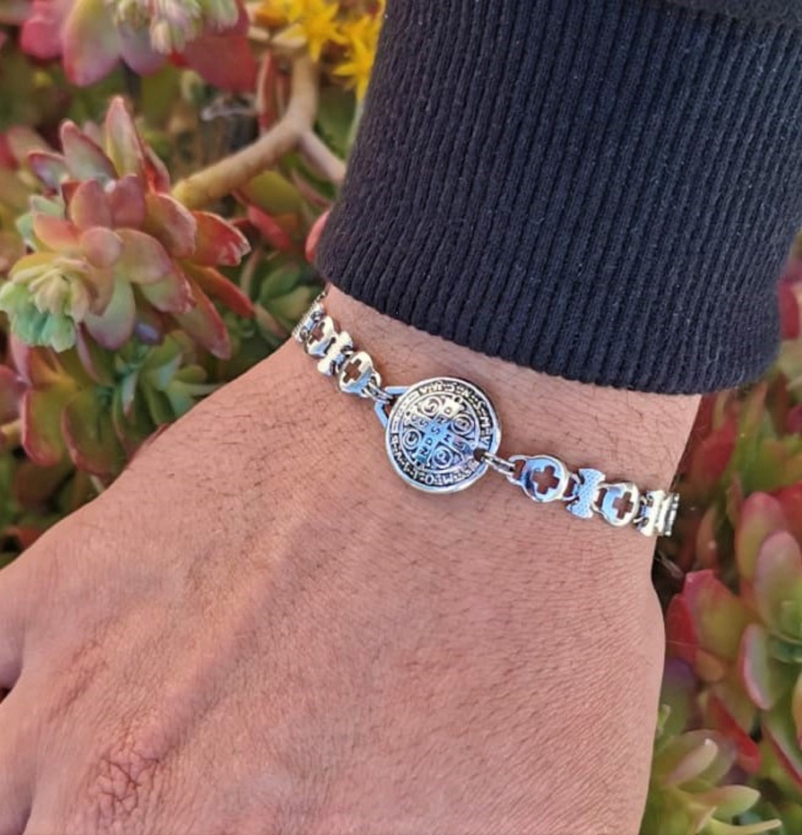 Catholic Chain Cross Bracelet Saint Medal Men Women Religious Jewelry ...