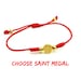 Red Bracelet, Simple String Bracelet, Catholic Saint Medal, Adjustable ...