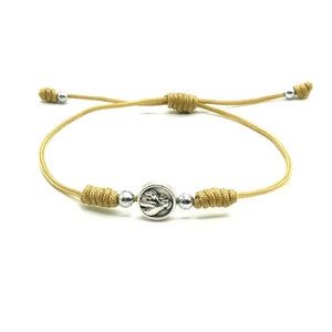 Red Bracelet, Simple String Bracelet, Catholic Saint Medal, Adjustable ...