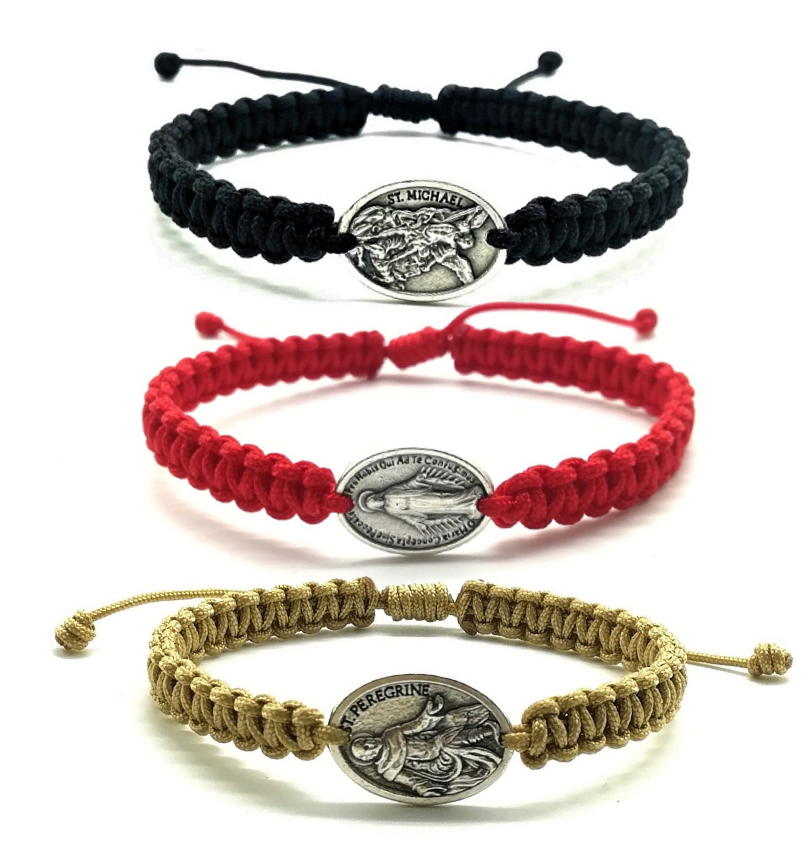 Religious Cord Bracelet Catholic Saint Medal Men Women Custom | Etsy