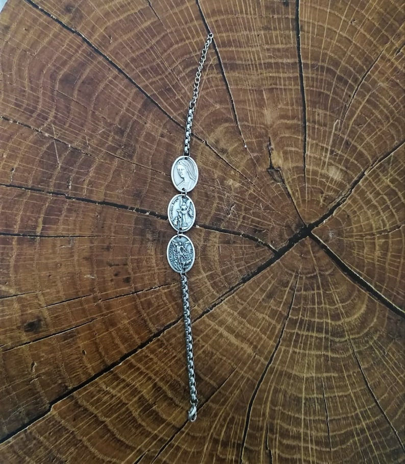 Catholic Chain Bracelet 3 Patron Saint Medals Adjustable - Etsy Canada