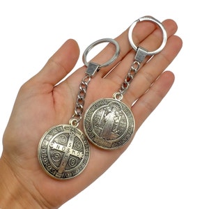 Saint Benedict Keychain, St Benedict Medal Charm Pendant for Keys ...