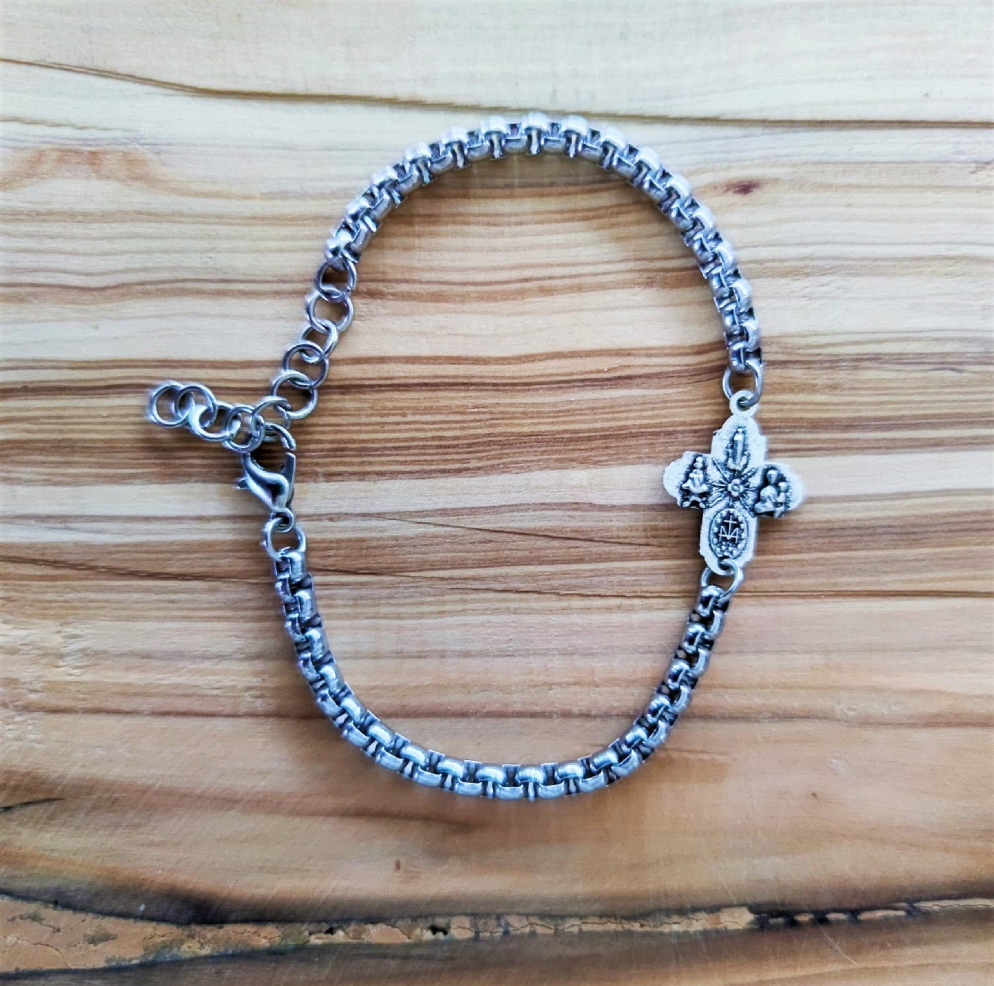 Catholic 4 Way Cross Chain Bracelet Mens Womens Religious - Etsy