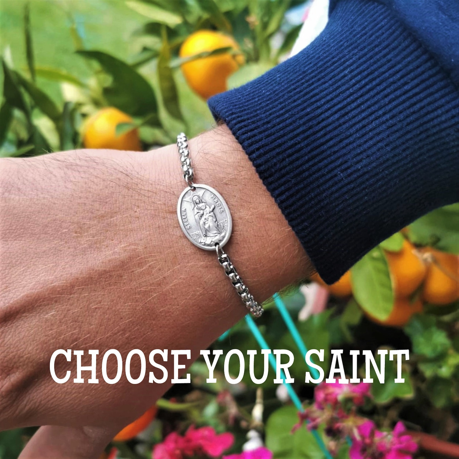 Catholic Charm Chain Bracelet Men Womens Patron Saint Medal | Etsy