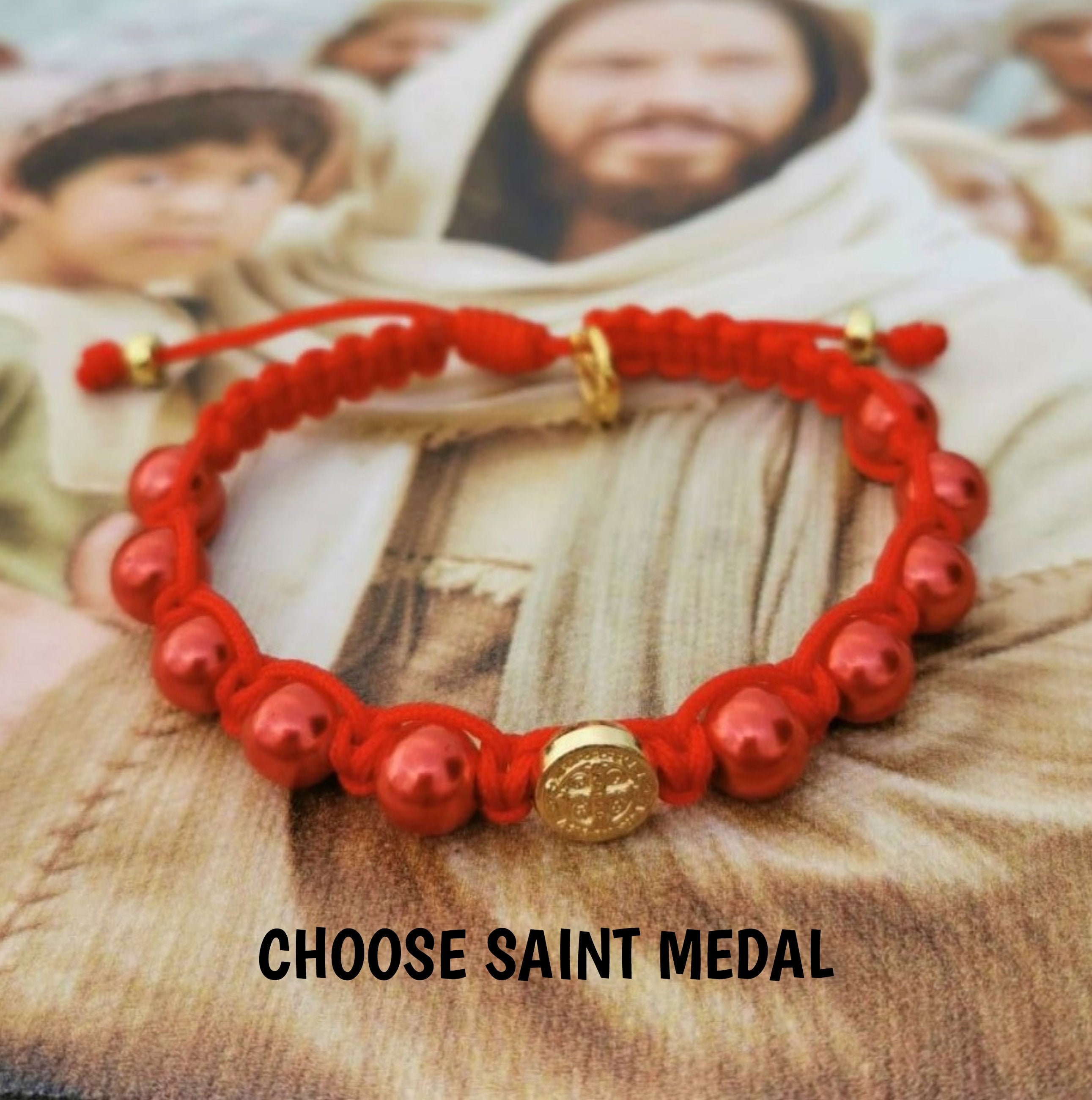 Red Beads Saint Bracelet Rosary Bracelet for Women Catholic | Etsy