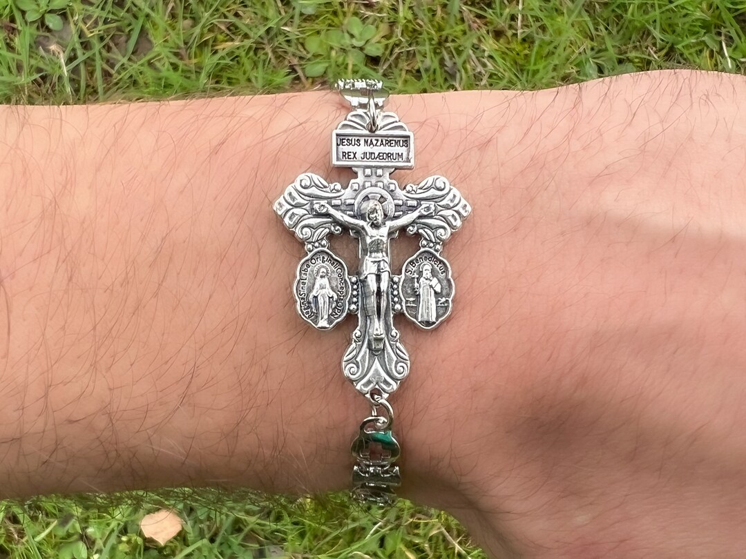 Pardon Crucifix Cross Chain Stainless Steel Bracelet, RCIA Confirmation ...