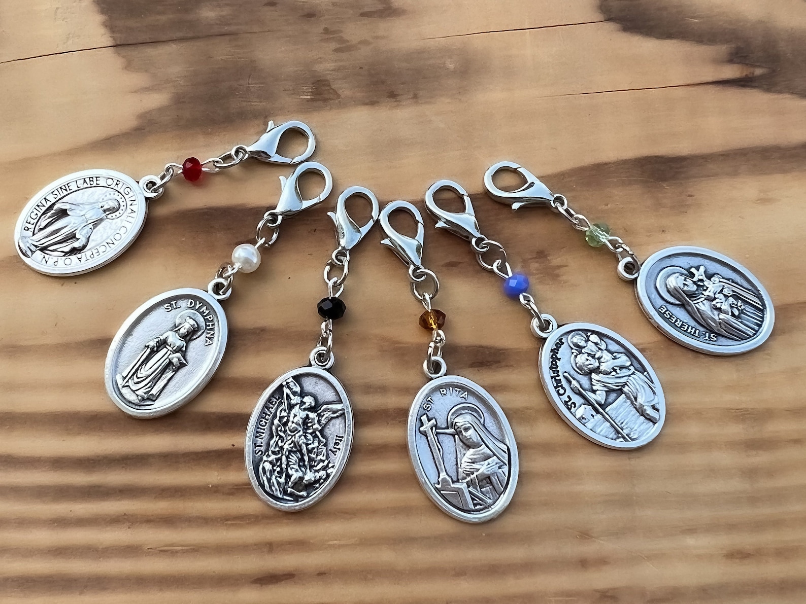 Catholic Keychain Lobster Clasp Claw Keychain Charm Saint St Michael ...