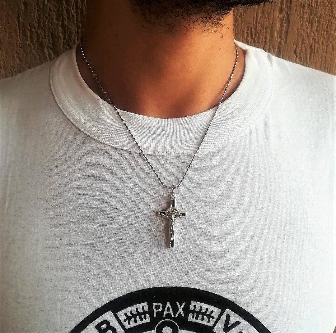 Catholic Necklace Men, Religious Jewelry for Men, Necklace With Cross ...