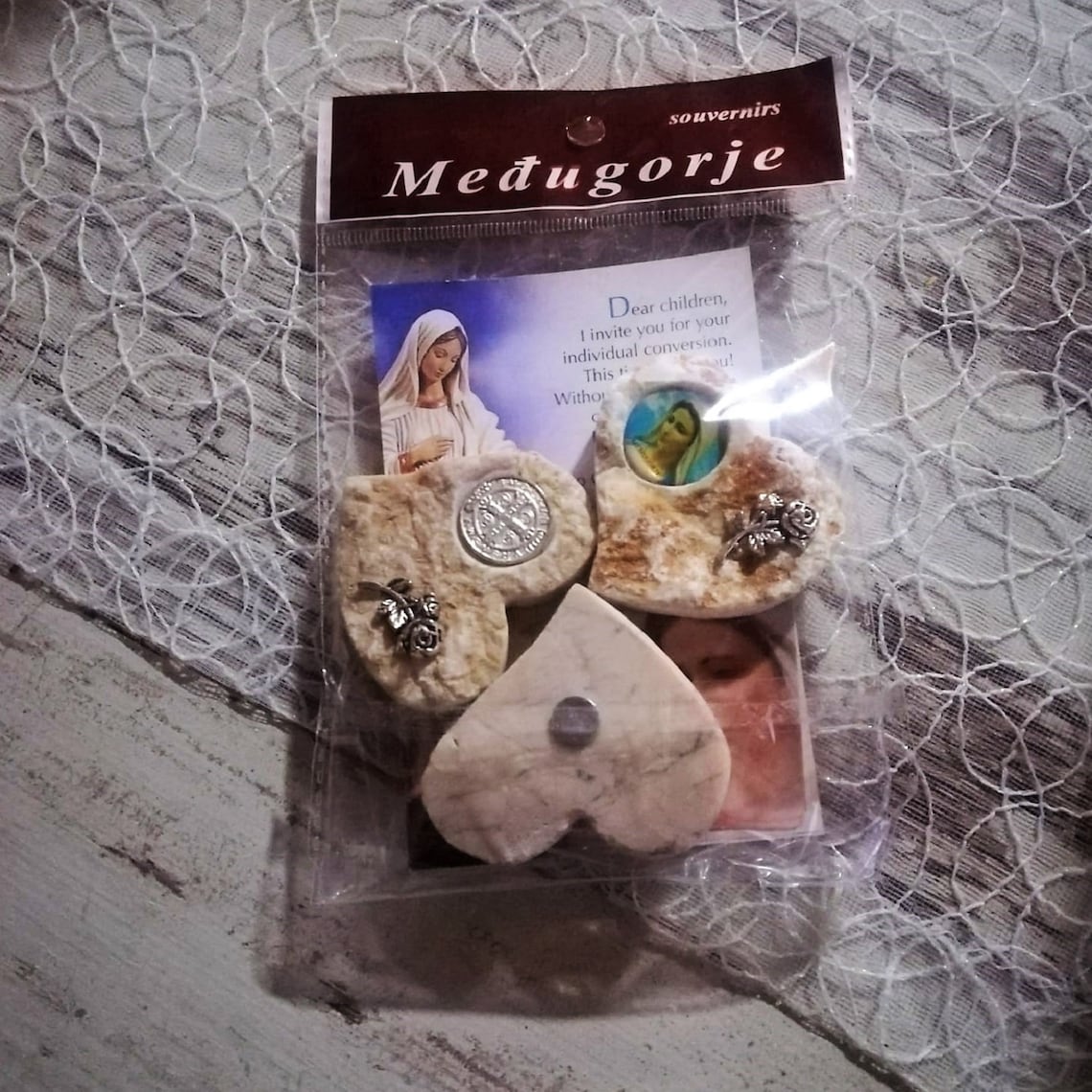 Handmade Catholic Magnets Medjugorje Stone Heart Magnets | Etsy