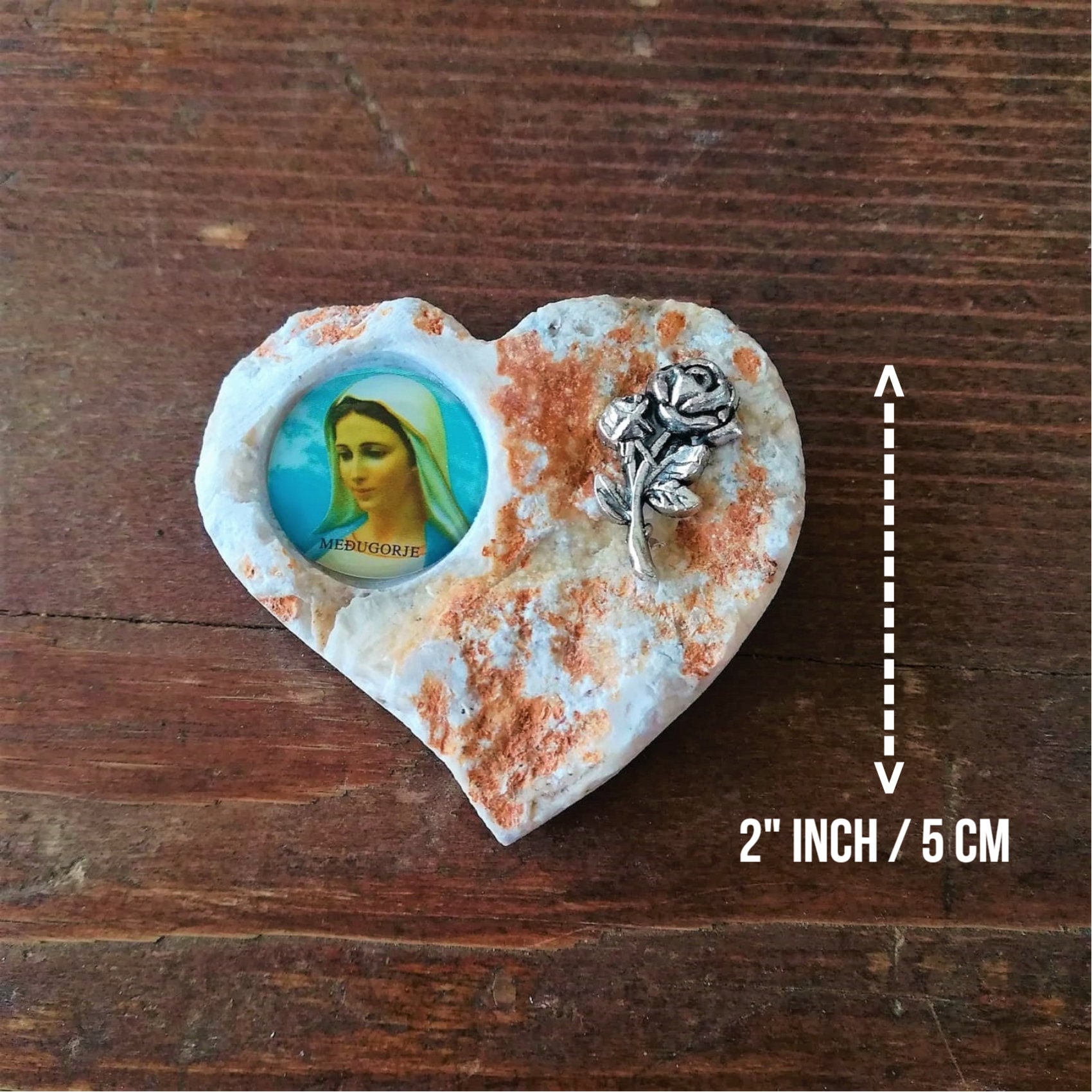 Handmade Catholic Magnets Medjugorje Stone Heart Magnets | Etsy