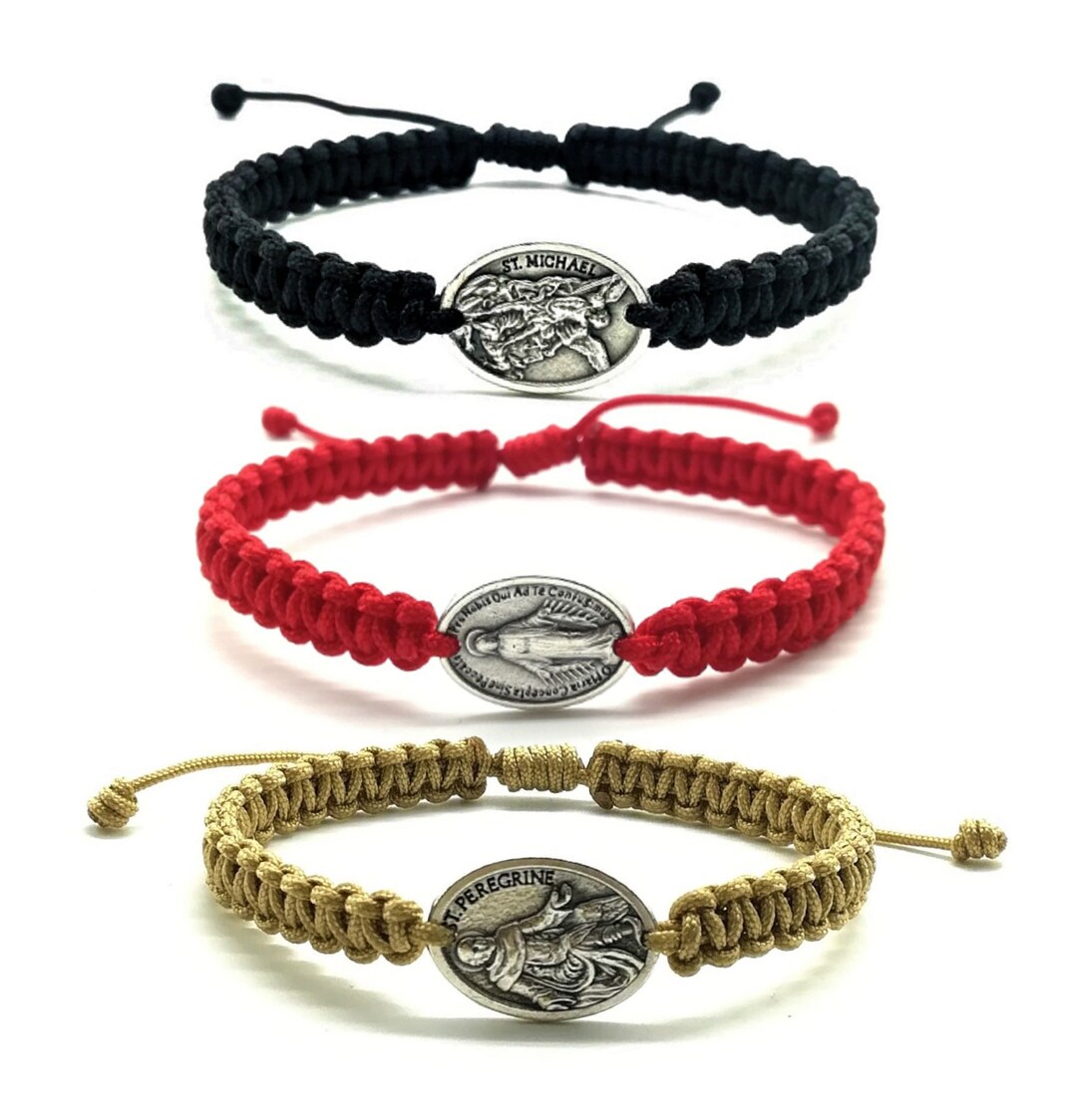Catholic Saint Medal String Cord Macrame Charm Bracelet Bulk Lot Sale ...