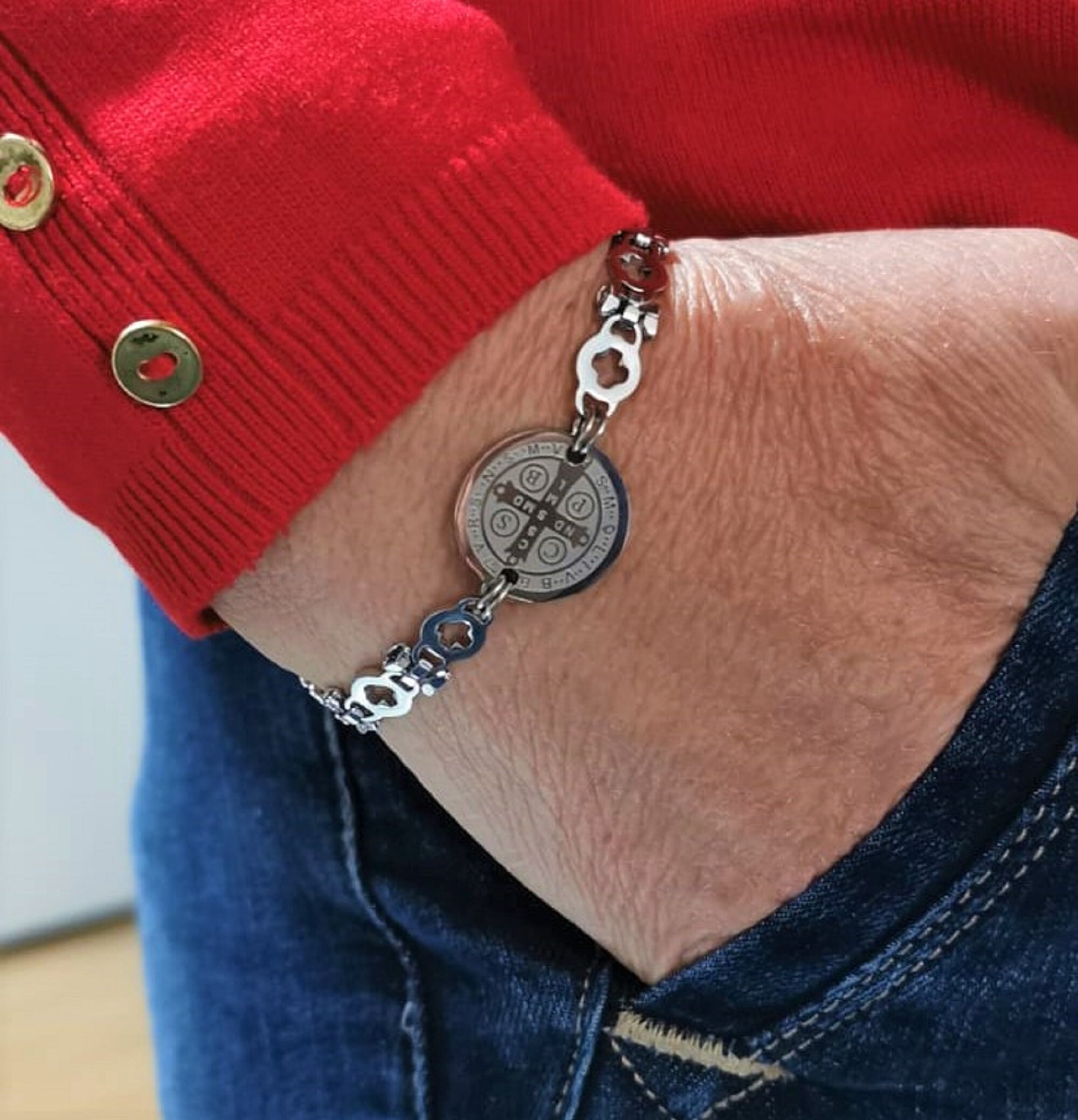 Catholic Chain Cross Bracelet Saint Medal Men Women Religious Jewelry ...