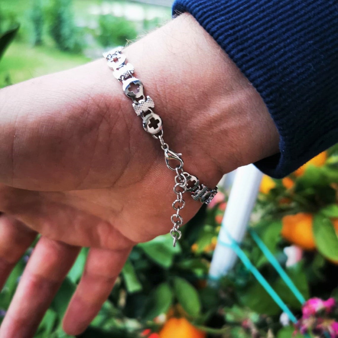 Catholic Chain Cross Bracelet Saint Medal Men Women Religious Jewelry ...
