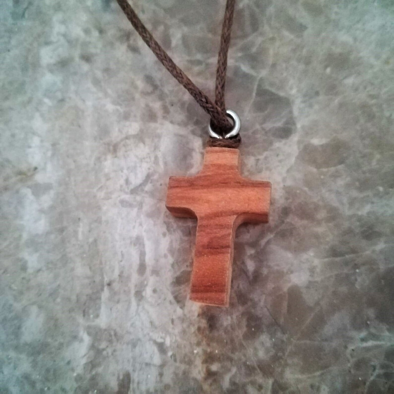Olive Wood Tau Cross Necklace - Adjustable Cord Catholic Necklace ...