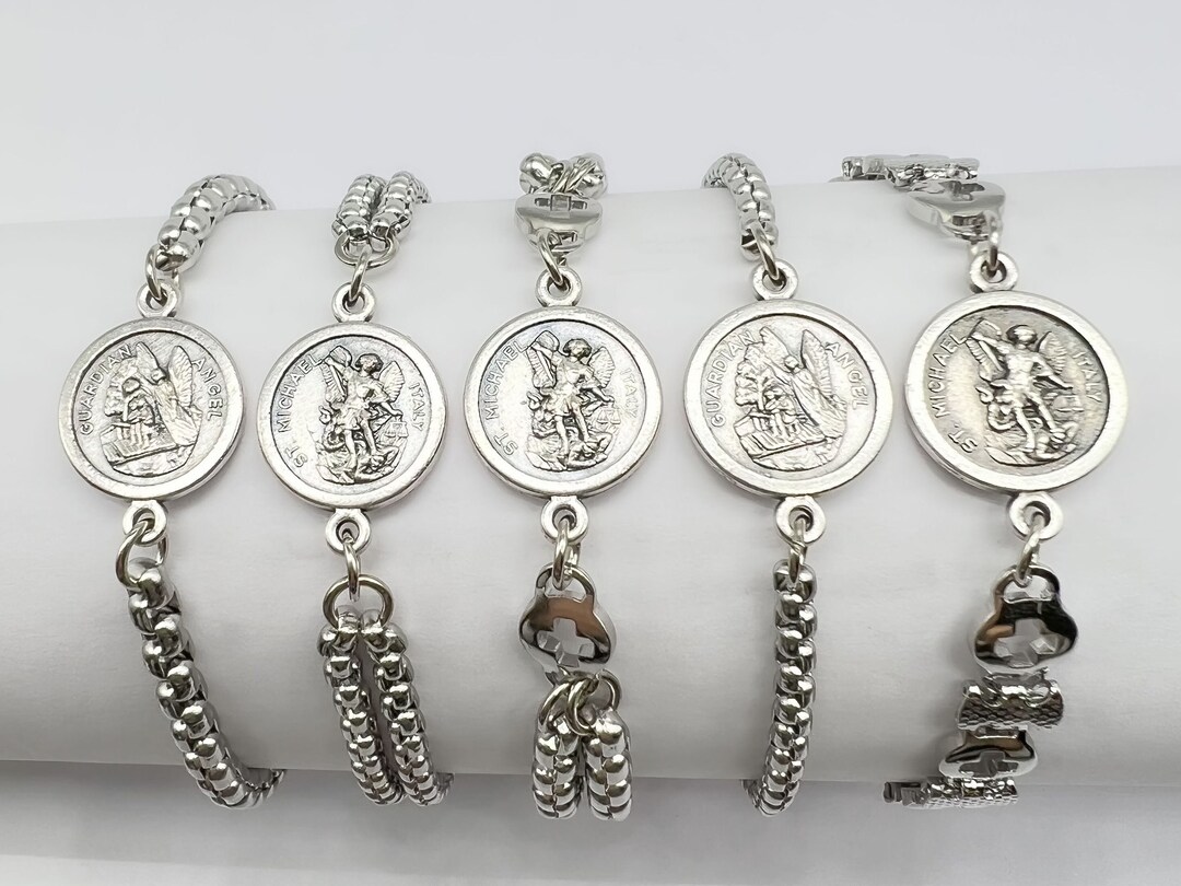 Chain Bracelet With Saint Medal, Catholic Gift for Men Women, Stainless ...