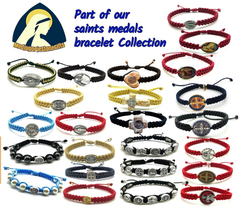 Catholic Chain Bracelet - 3 Patron Saint Medals - Adjustable Size - St ...