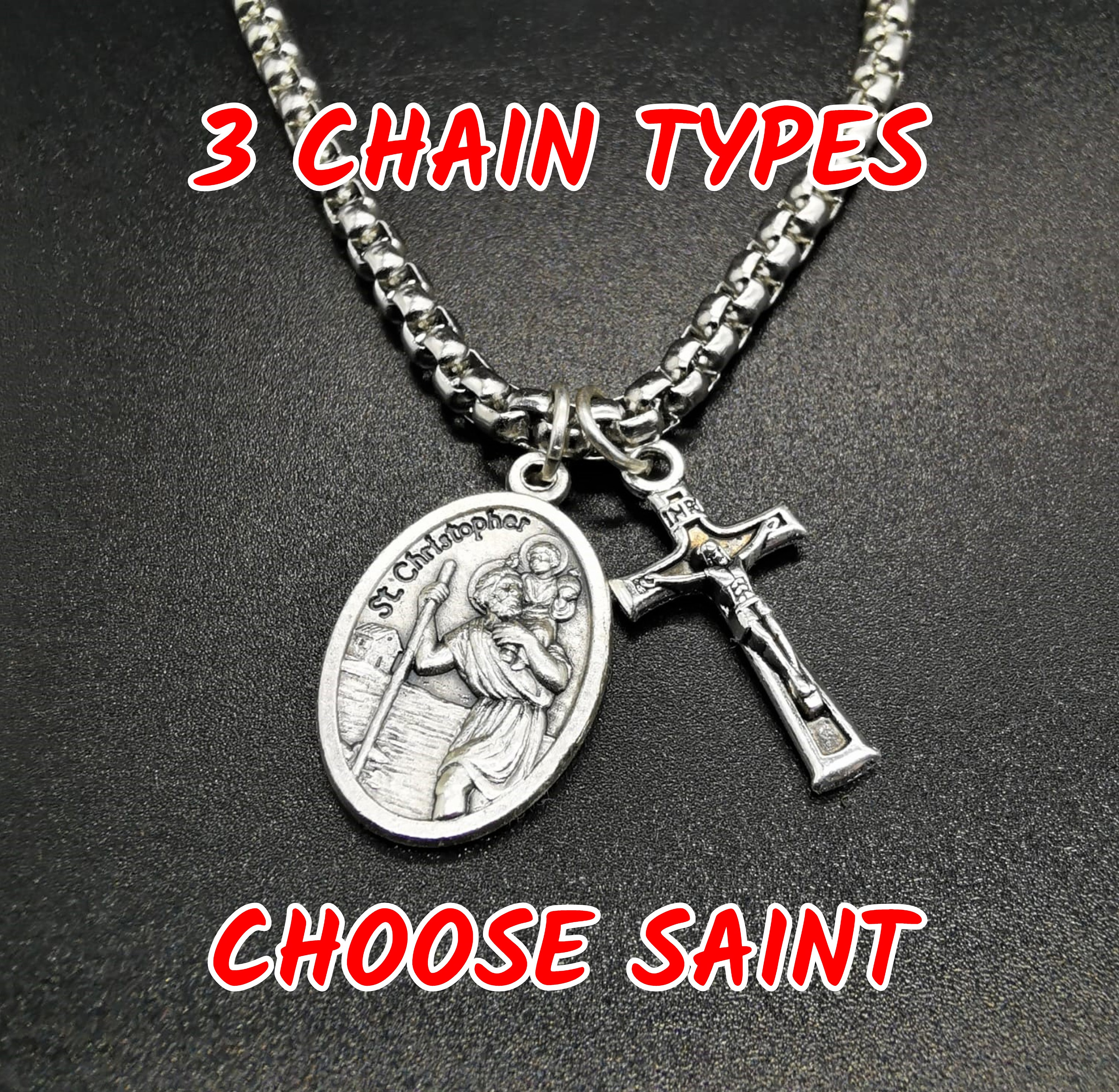 Saint Christopher Men's Necklace, St Christopher Necklace, Stainless ...
