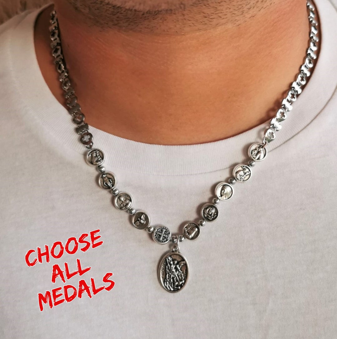 Religious Chain Necklace Catholic Saint Medals Men Women Christian ...