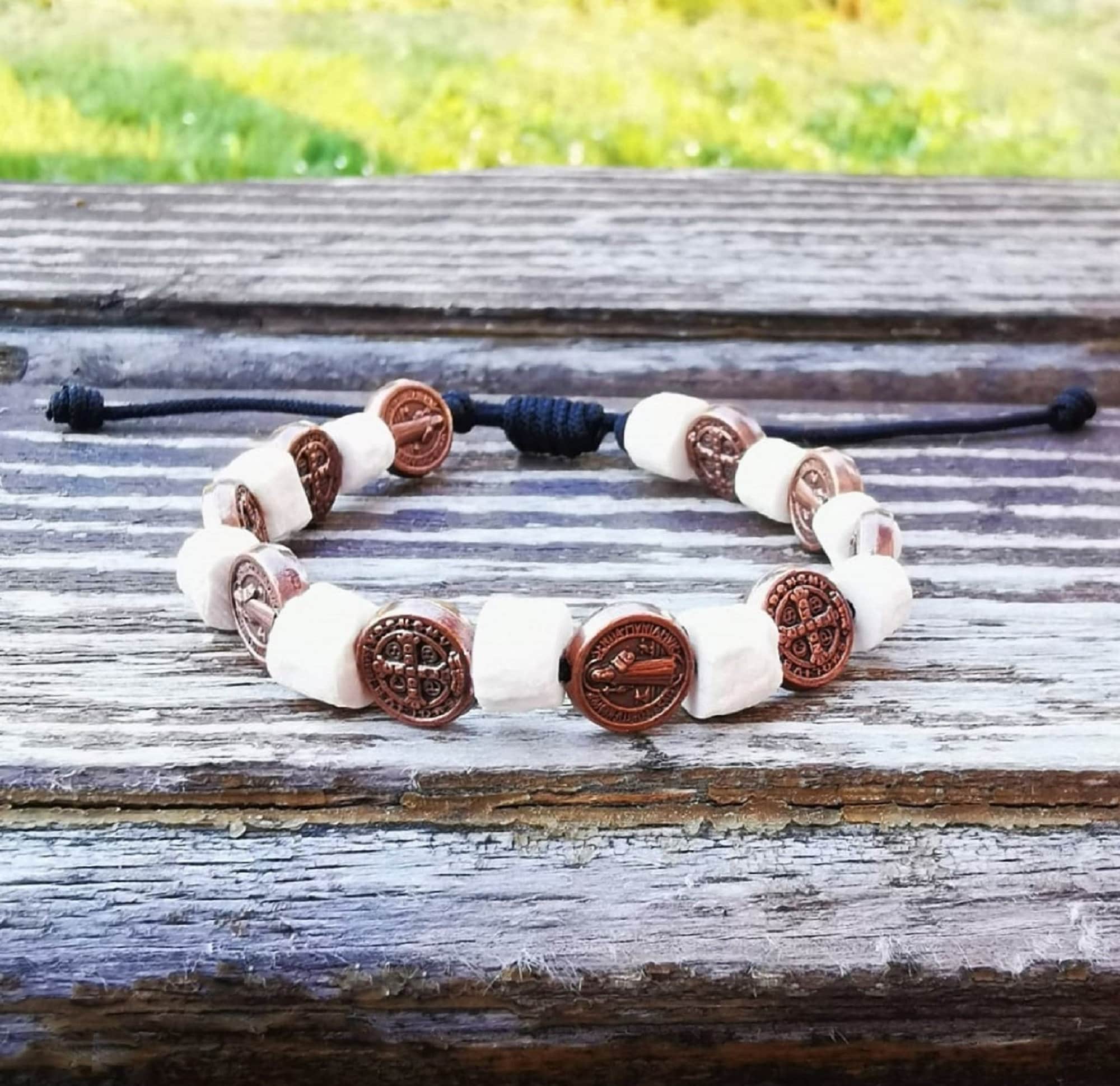 Saint Catholic Bracelet White Stone Beads All Saints - Etsy