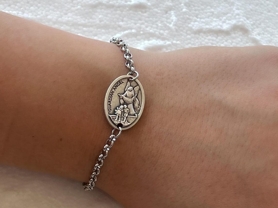 Guardian Angel Chain Bracelet Catholic Protection Jewelry Religious ...