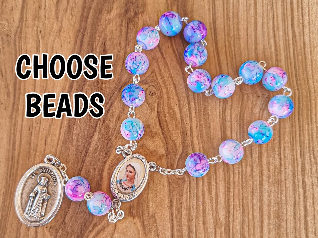 St Dymphna Rosary Chaplet, Medjugorje Rosary Gift, Colorful Rosary Chaplet, Anxiety Relief ...
