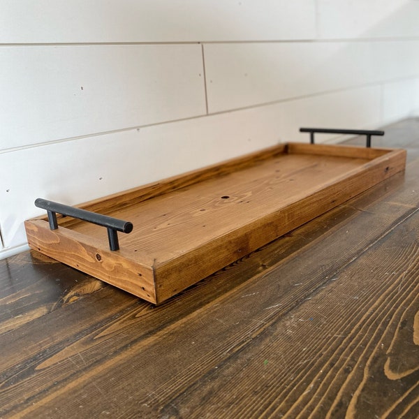 Rustic Wood Tray With Handles - Etsy
